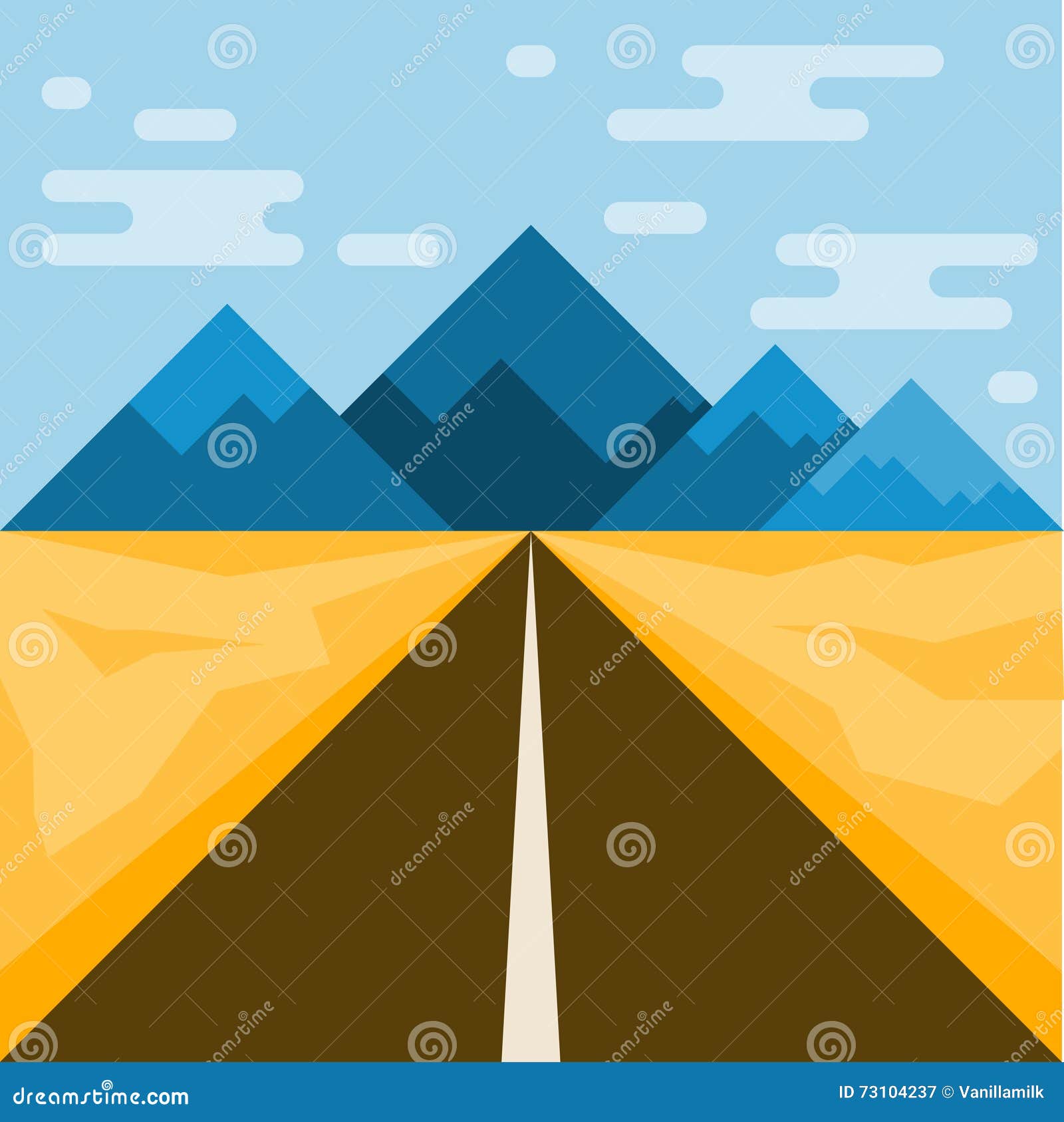 Road and Mountains. Abstract Illustration for Use in Design. Fla Stock ...