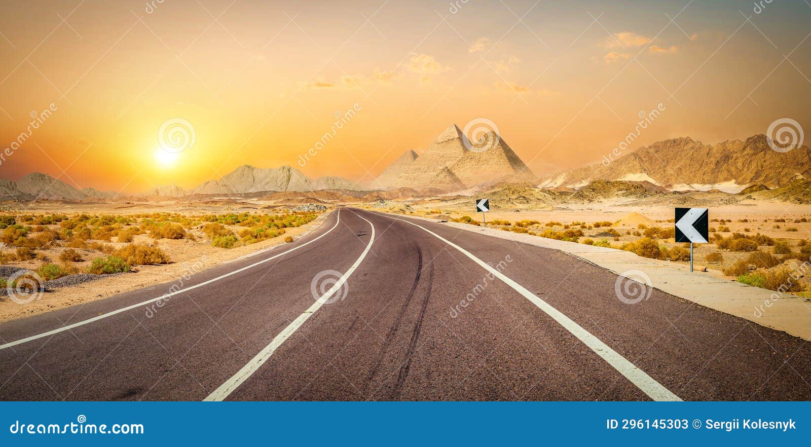 Panorama of Road and Pyramids Stock Image - Image of traffic, pyramids ...