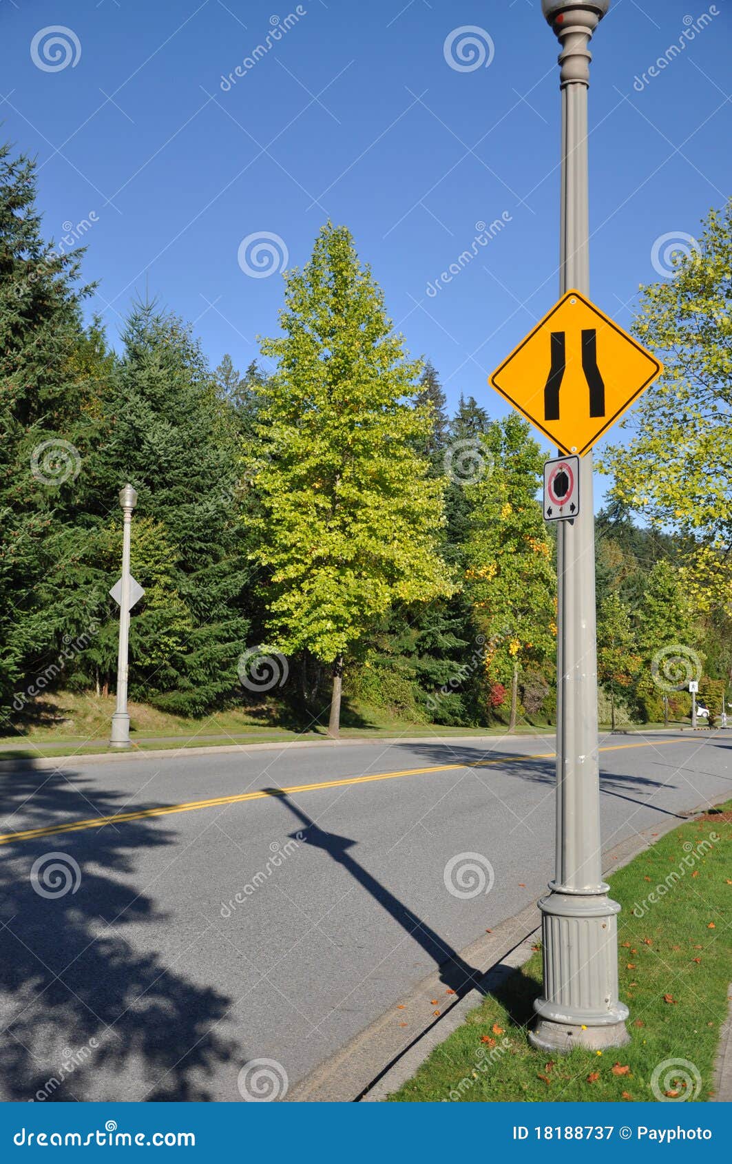 Road narrow sign stock image. Image of traffic, safe - 18188737