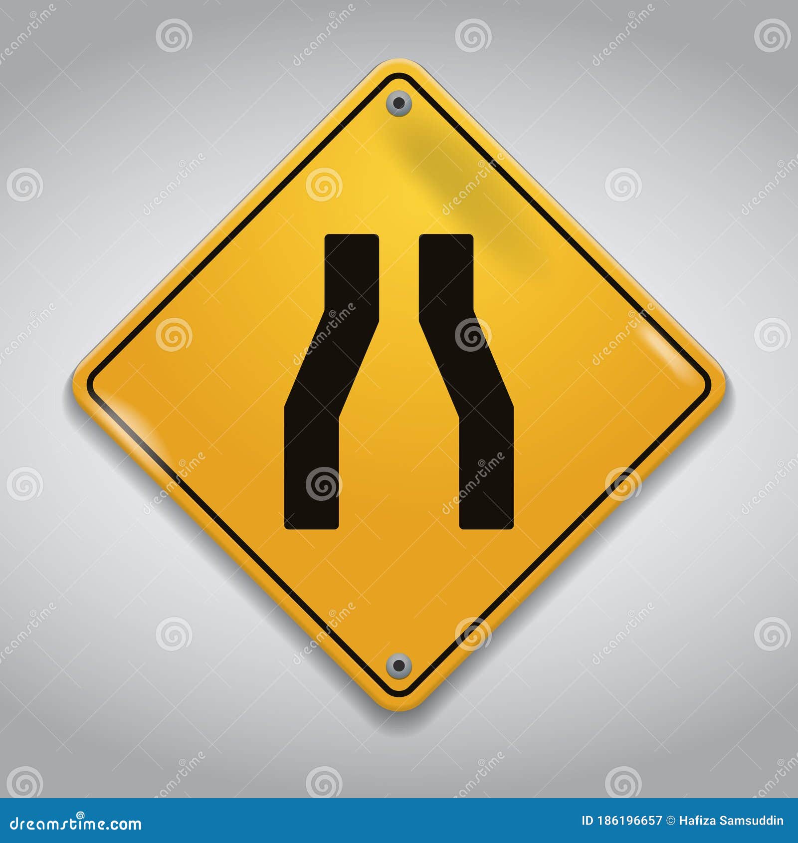 Road Narrows on Both Sides Sign. Vector Illustration Decorative Design ...