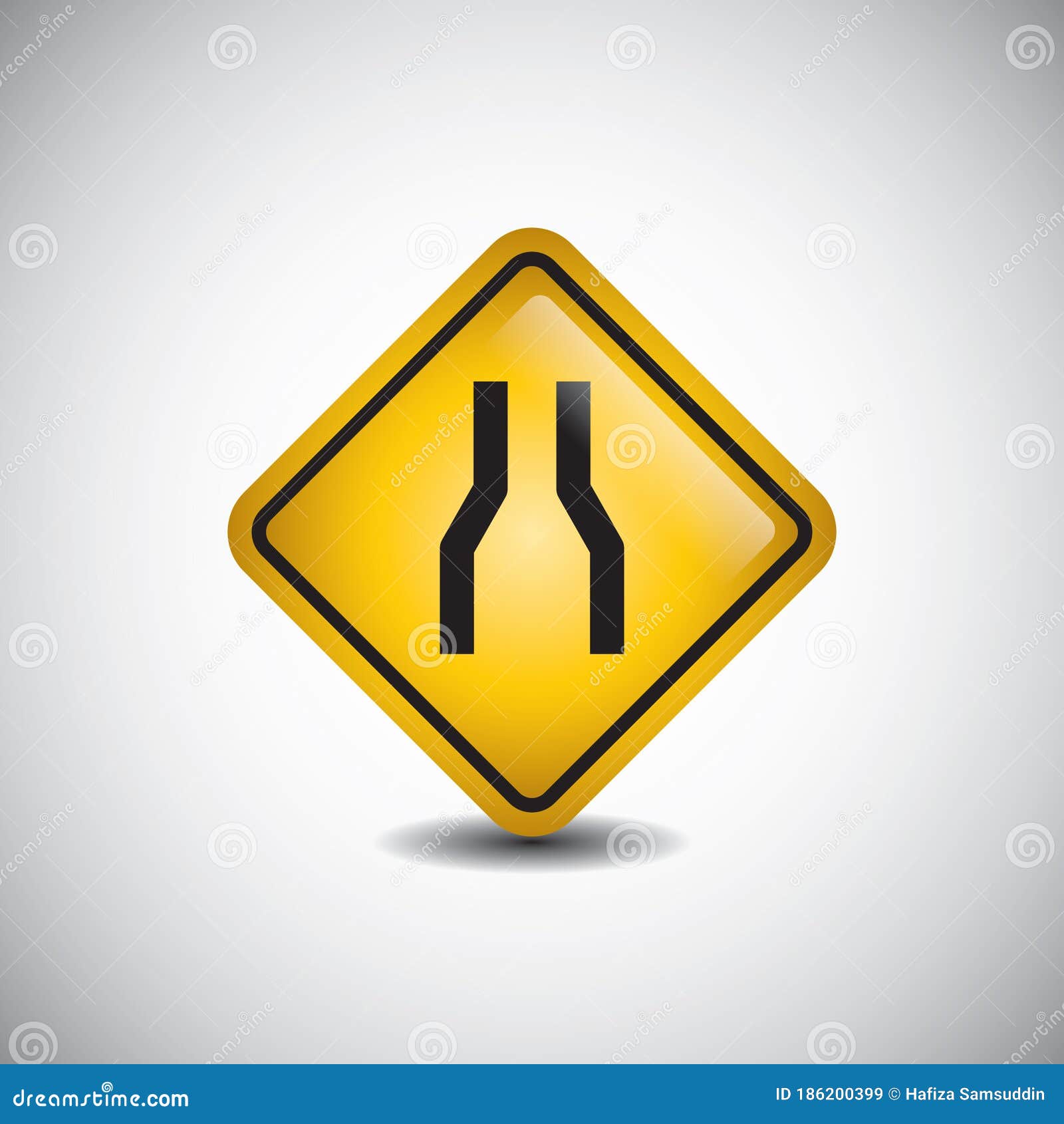 Road Narrows on Both Sides Sign. Vector Illustration Decorative Design ...