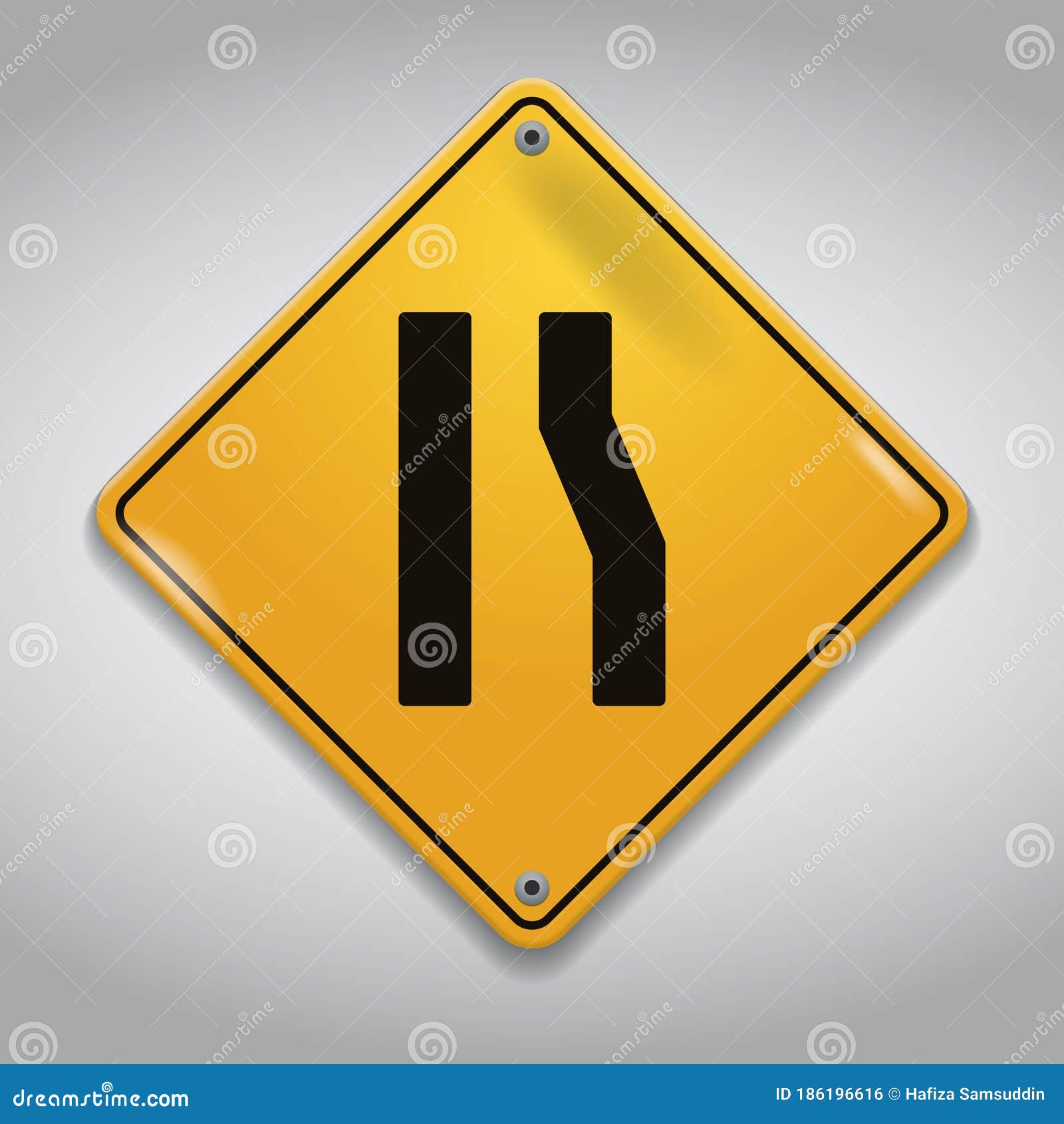 Road Narrows from Right Sign. Vector Illustration Decorative Design ...