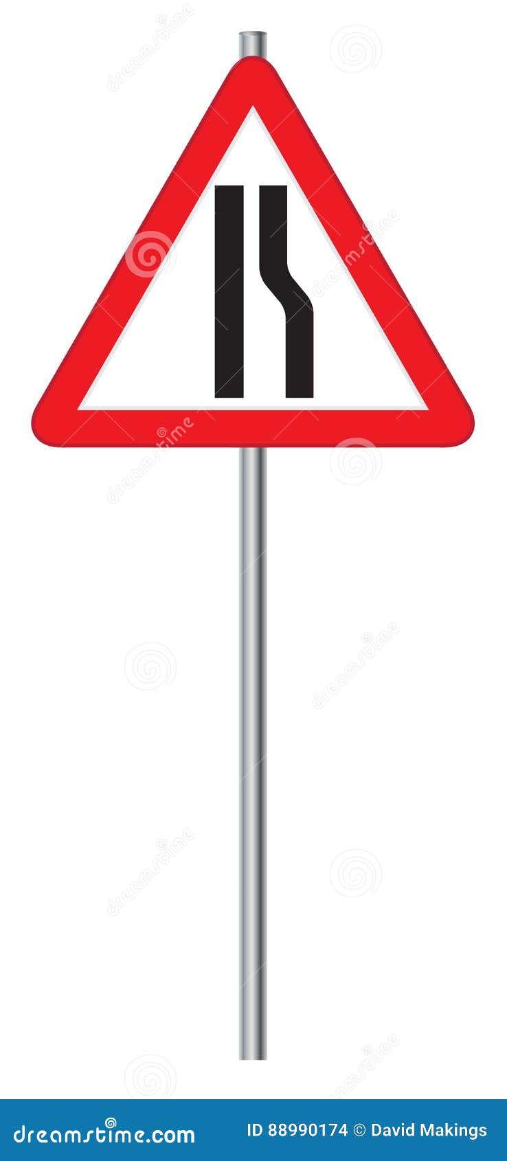 Road Narrows On One Side Or Lane Ends Traffic Sign Rule. Zipper Merging ...