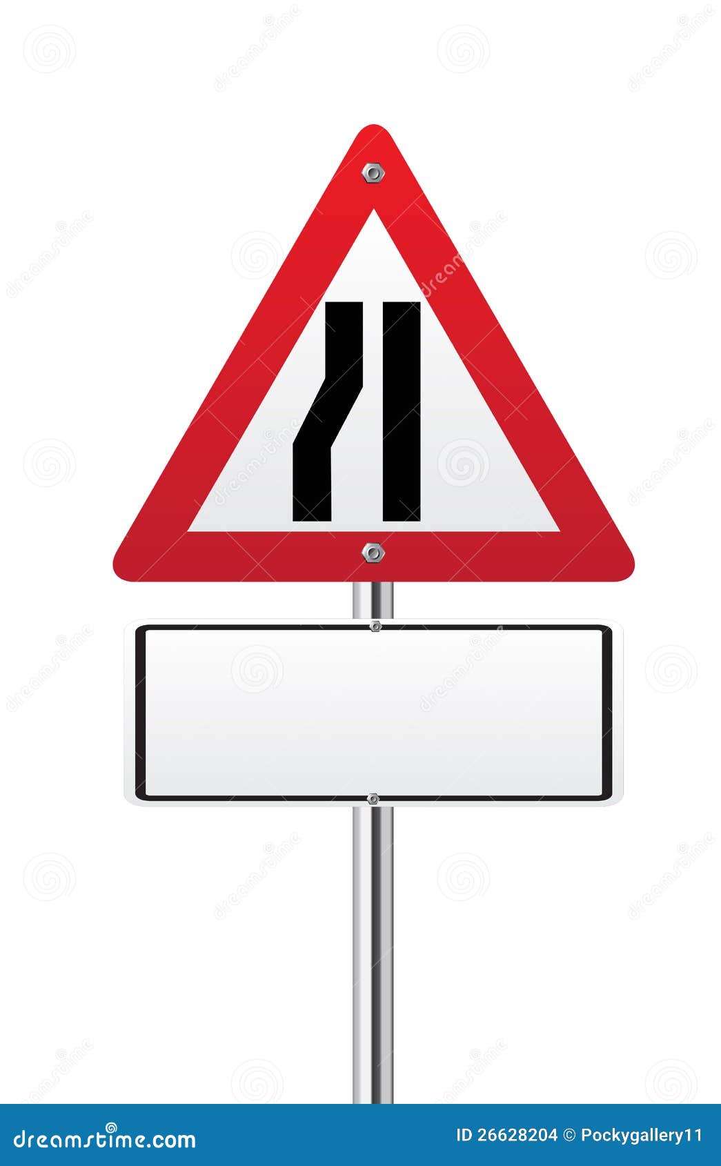 Road Narrows On Both Sides Icon Of 3 Types Color, Black And White ...