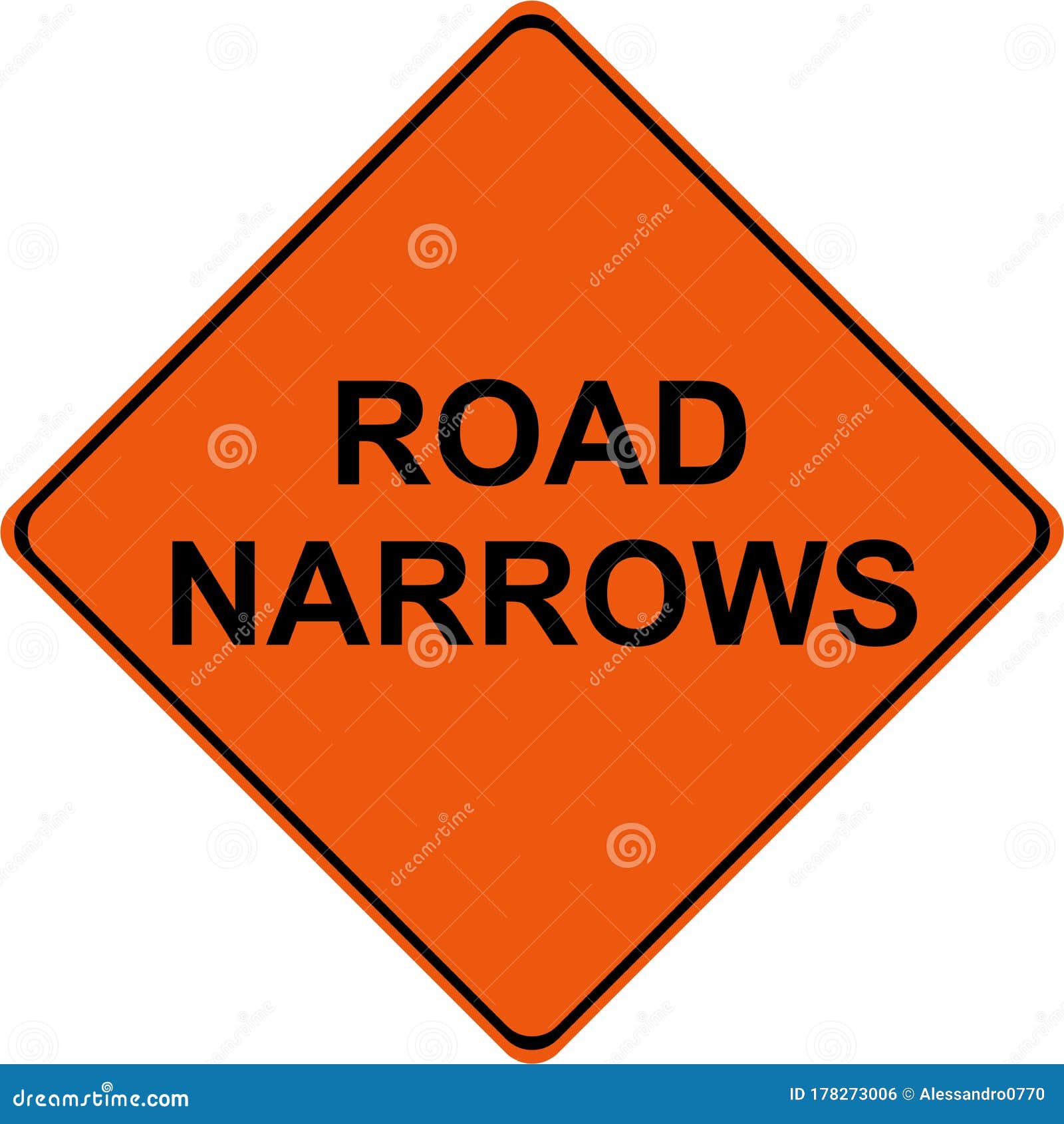 Road Narrows warning sign stock illustration. Illustration of security ...