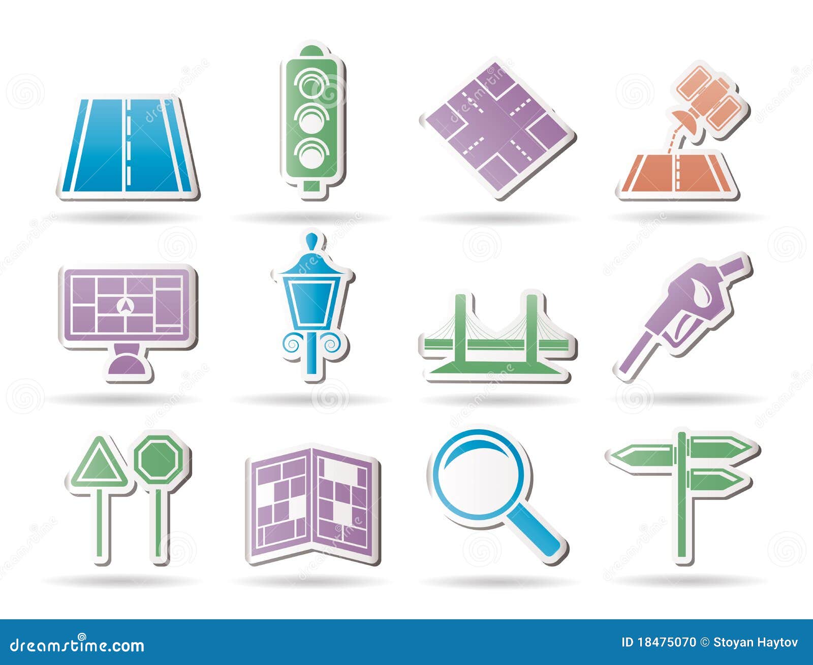 Road, Navigation and Travel Icons Stock Vector - Illustration of site ...