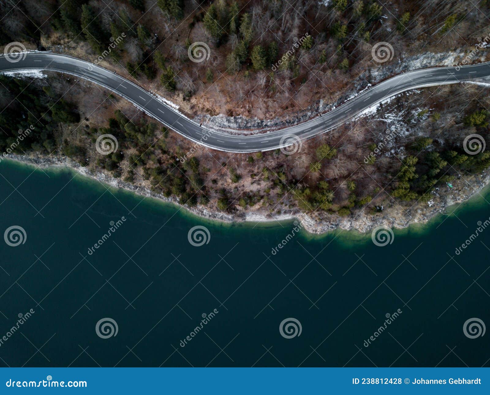 Road Next To a Lake through Forest Stock Photo - Image of lake, curves ...
