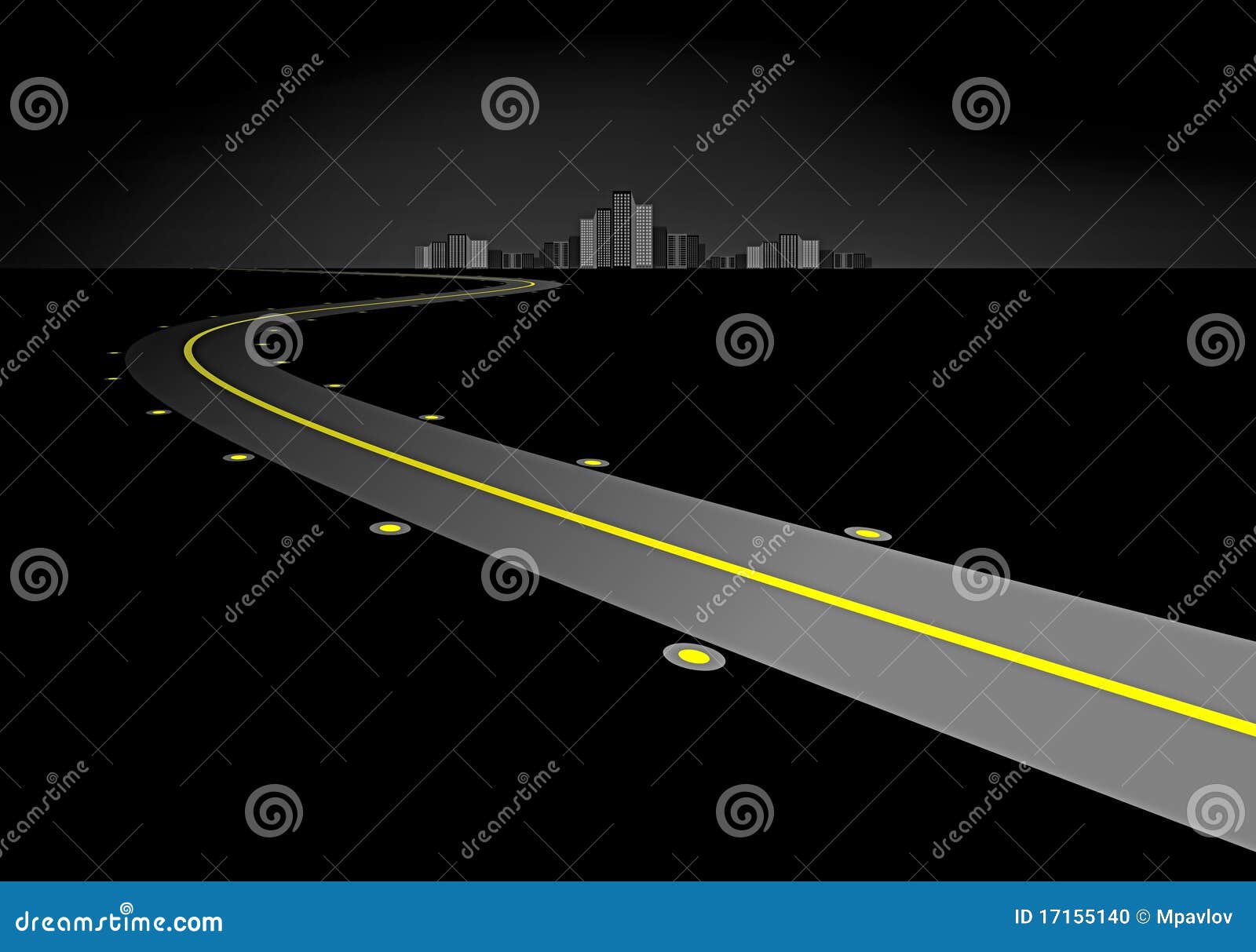 Road in the night stock vector. Illustration of panoramic - 17155140