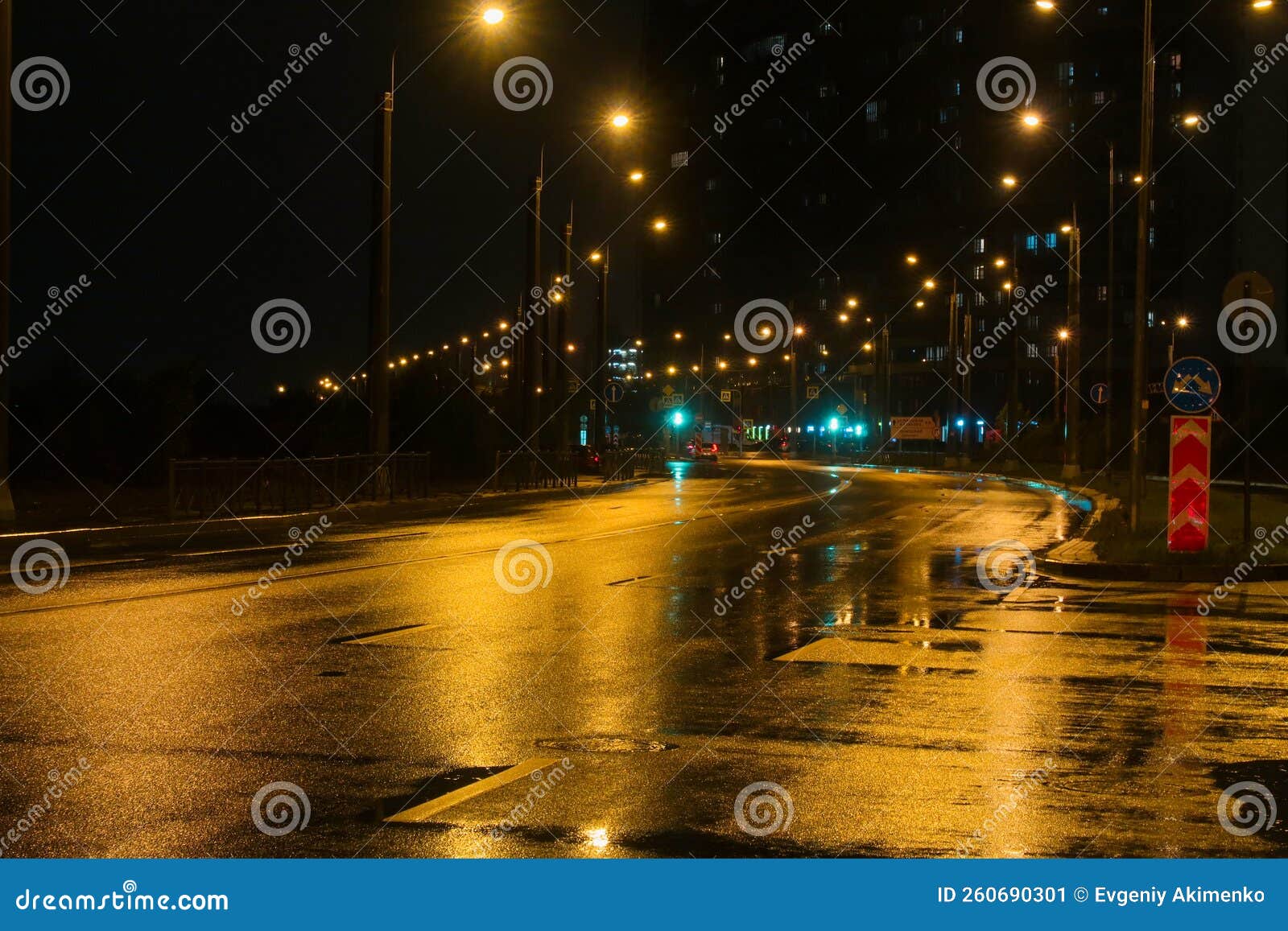 Road in the night city stock image. Image of dawn, darkness - 260690301