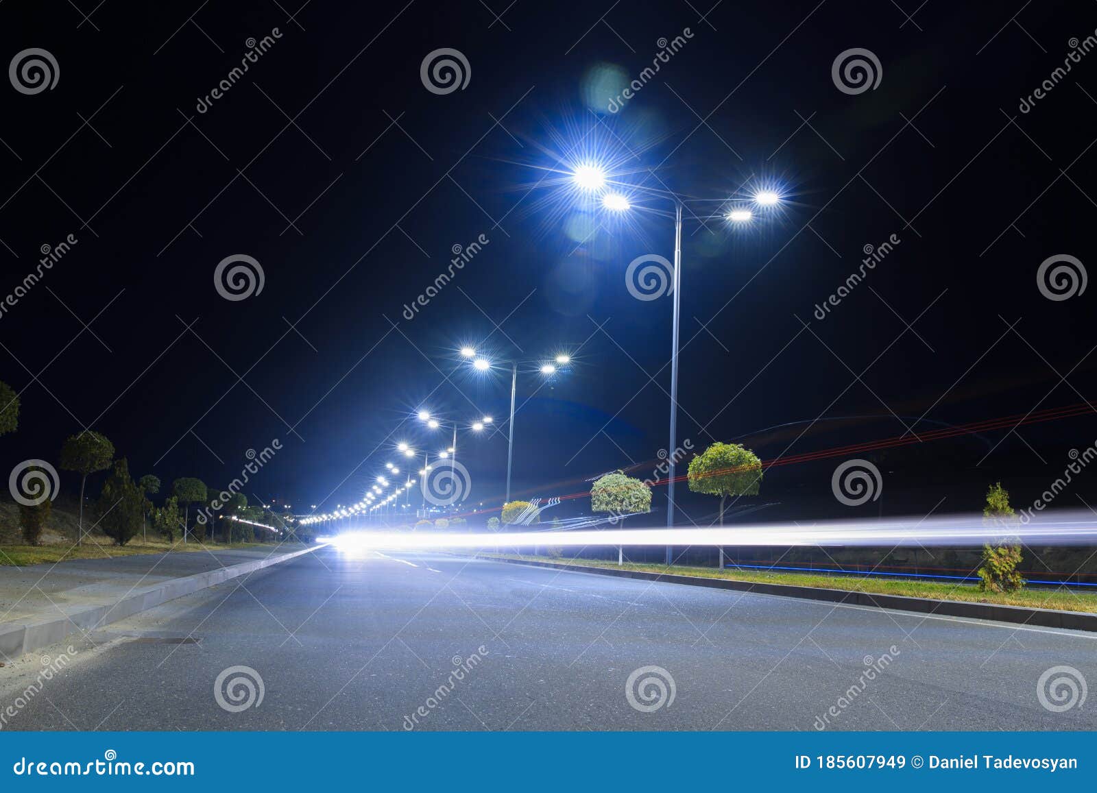 Road at night stock image. Image of auto, speed, traffic - 185607949