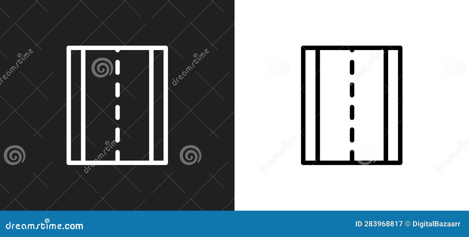Road Outline Icon in White and Black Colors. Road Flat Vector Icon from ...