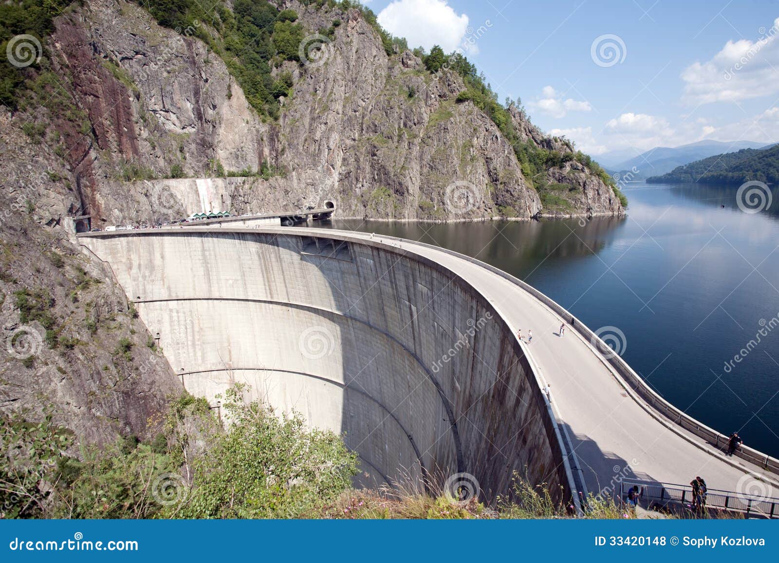 Road over a big dam stock photo. Image of landscape, mountains - 33420148