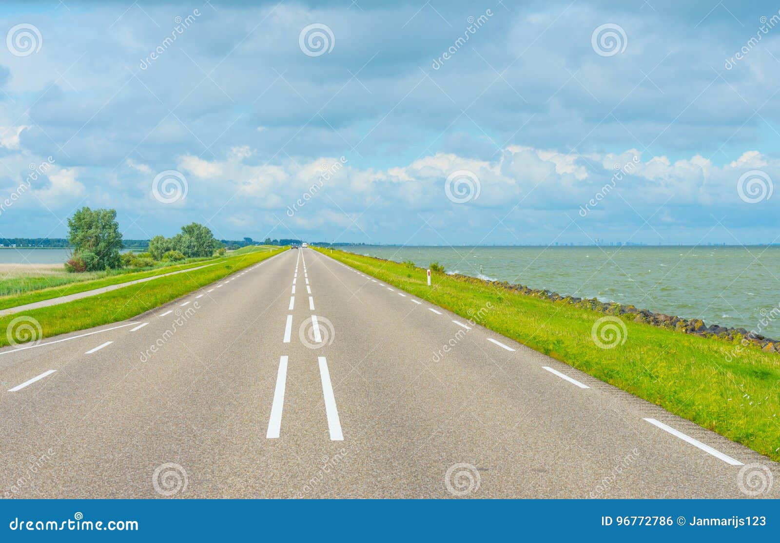 Road Over a Along a Lake in Summer Stock Photo - Image of landscape ...