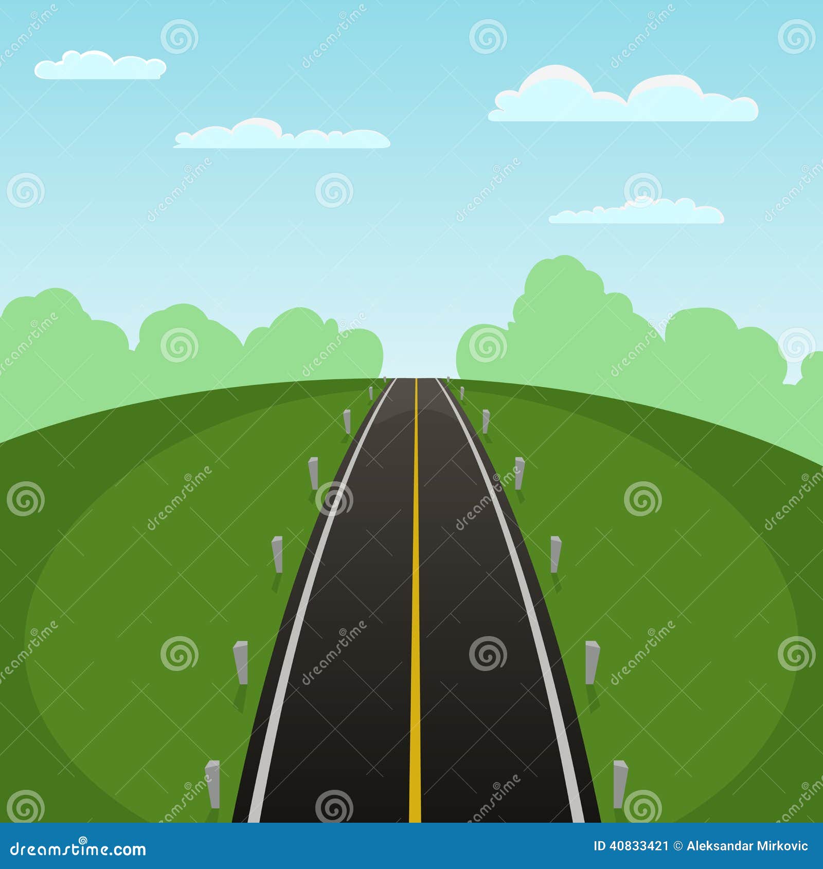 Road Over Field stock vector. Illustration of pole, poster - 40833421