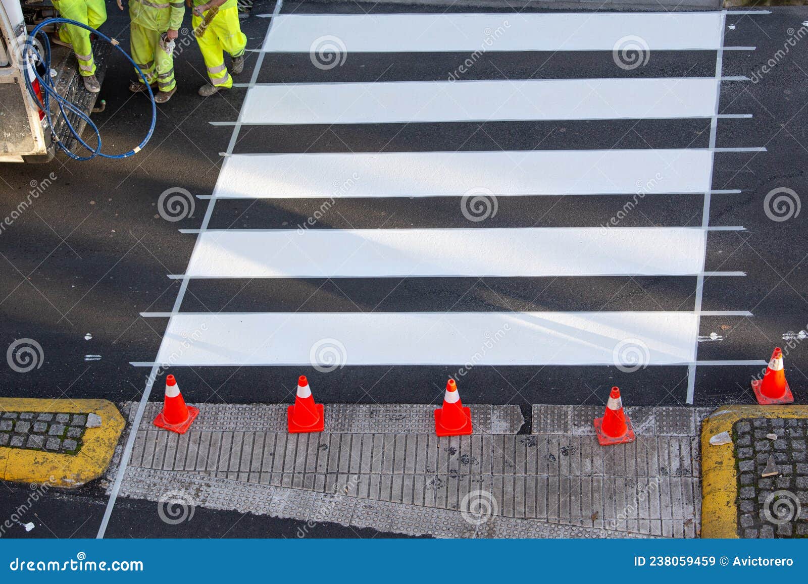Road Painter Worker Working on Zebra Crossing Stock Image - Image of ...