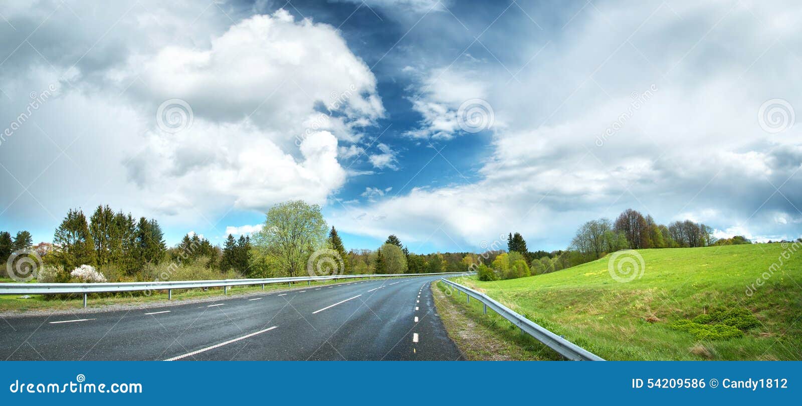 Road panorama on rainy day stock photo. Image of landscape - 54209586