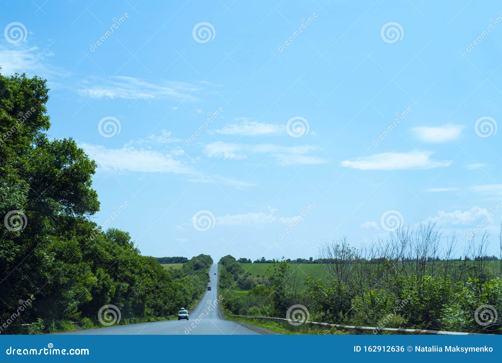 Road Panorama on Summer Evening.Idyllic Vertical Panorama View of an ...