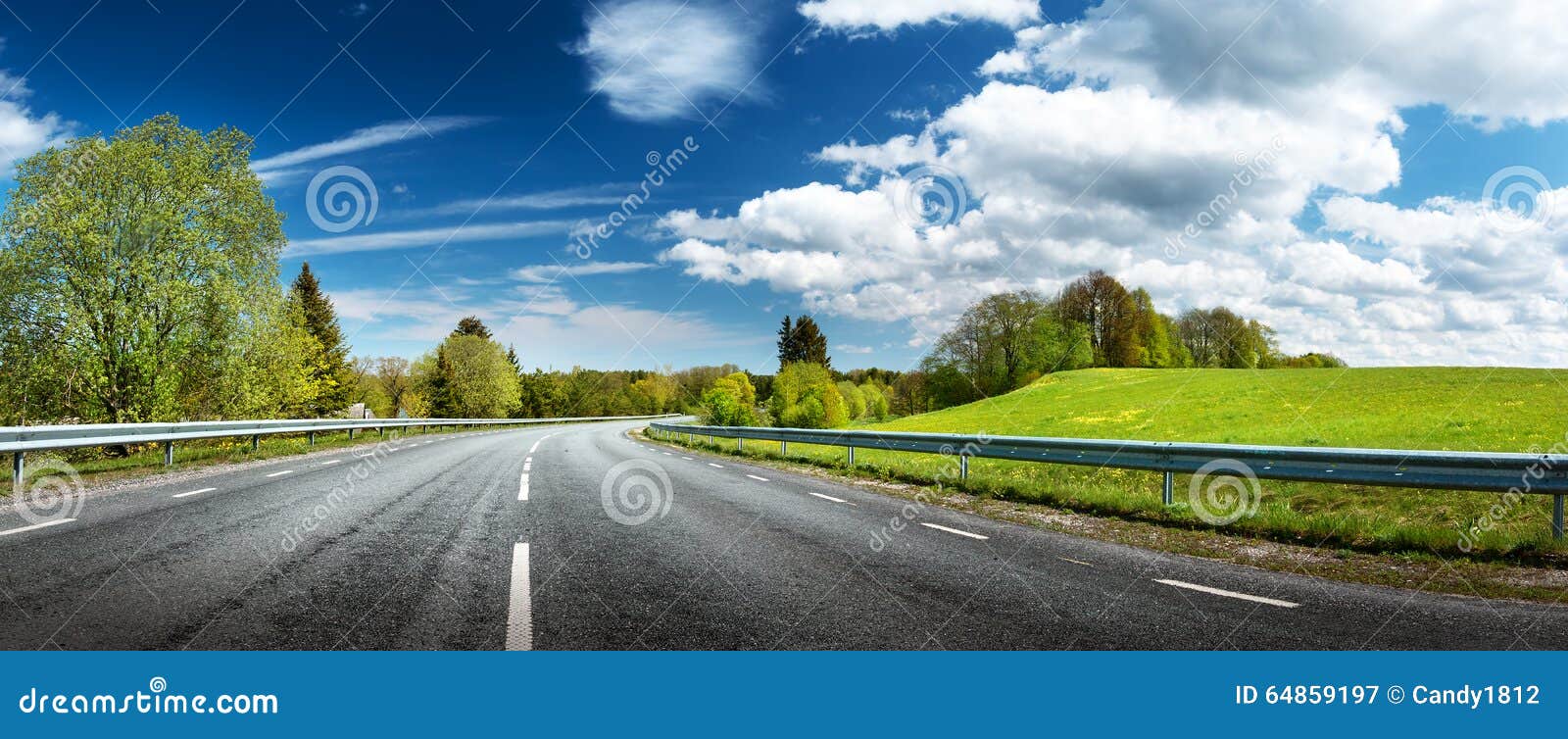 Road Panorama on Sunny Spring Day Stock Image - Image of land ...
