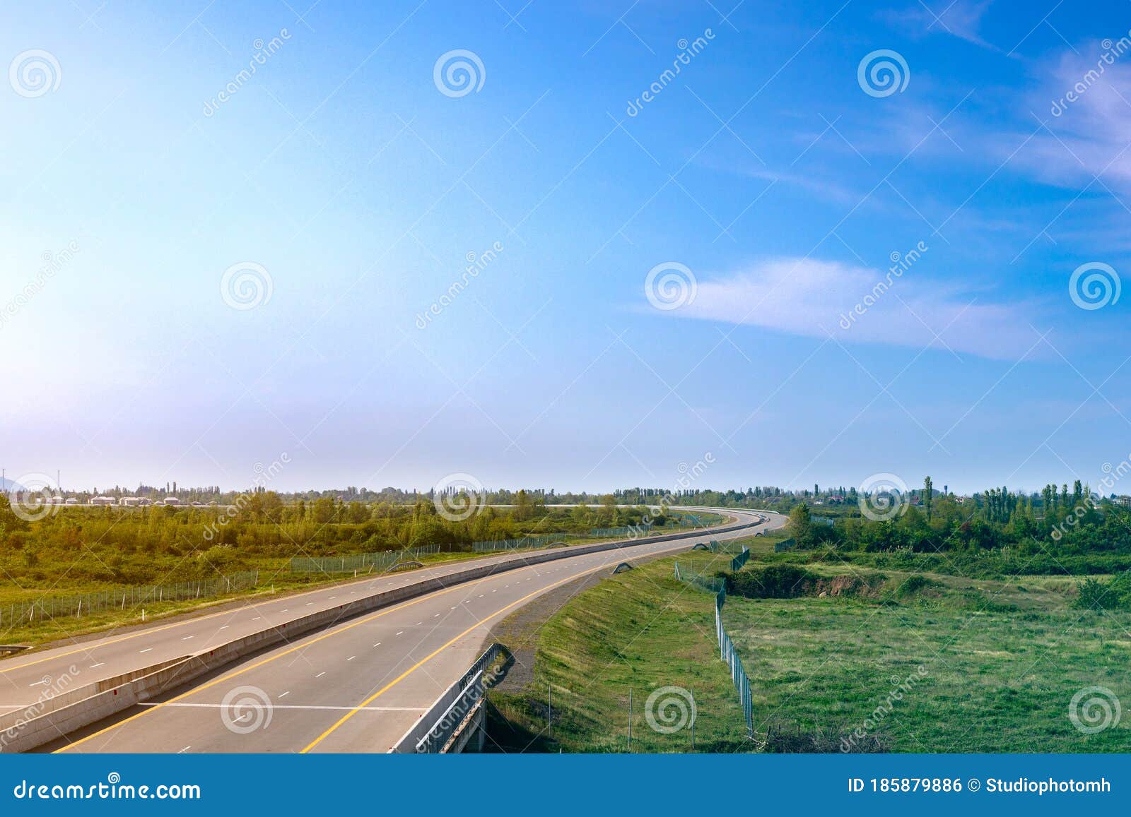 Road Panorama on Sunny Spring Day with Lovely Sky Stock Photo - Image ...