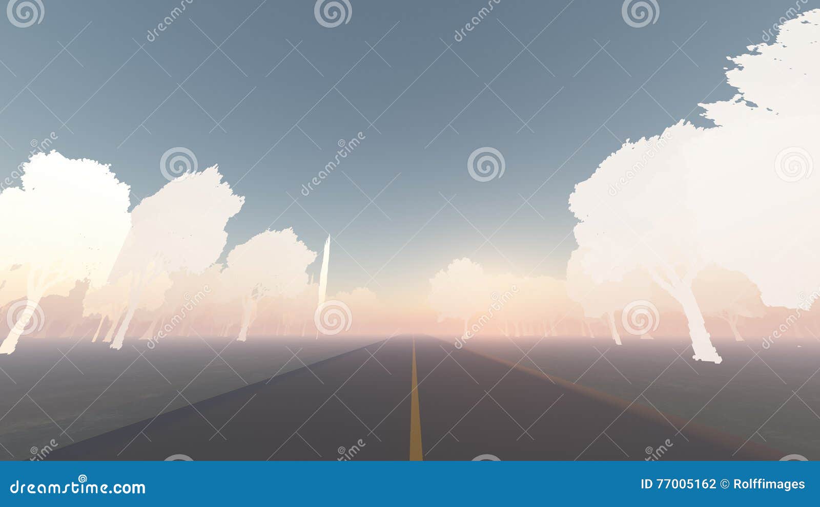 Road through paper trees stock illustration. Illustration of freeway ...