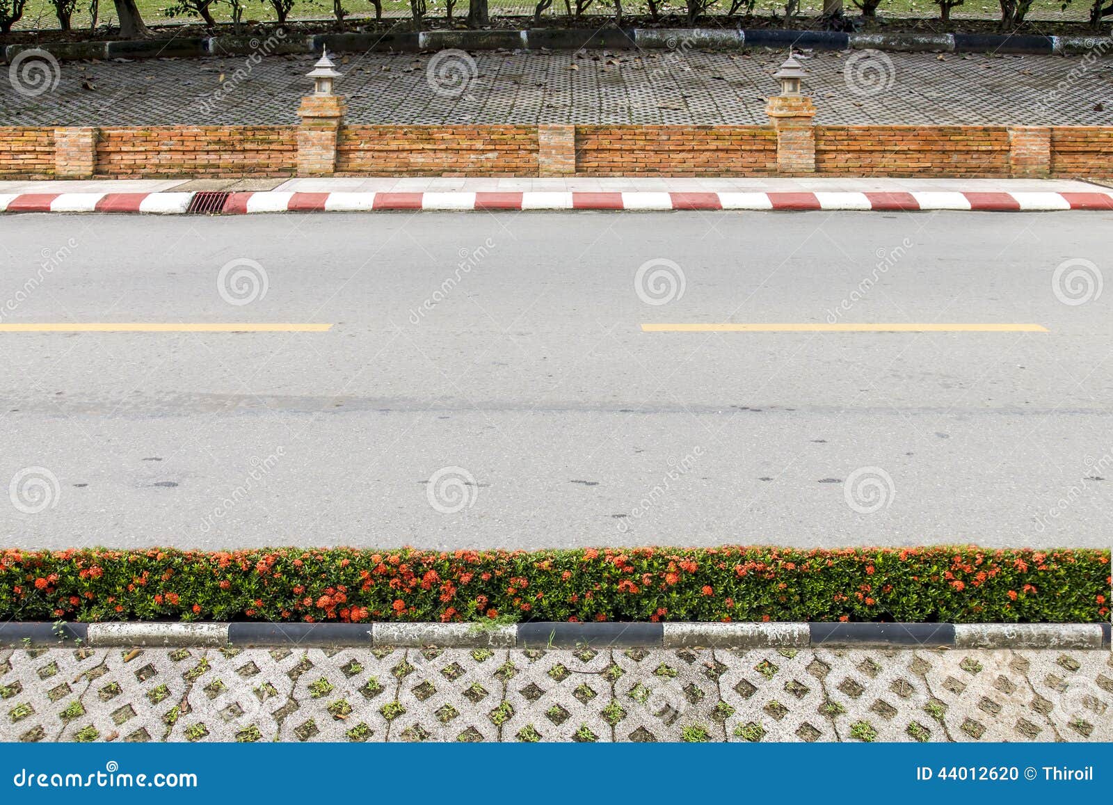 Road in the Park with Footpath. Stock Photo - Image of countryside ...
