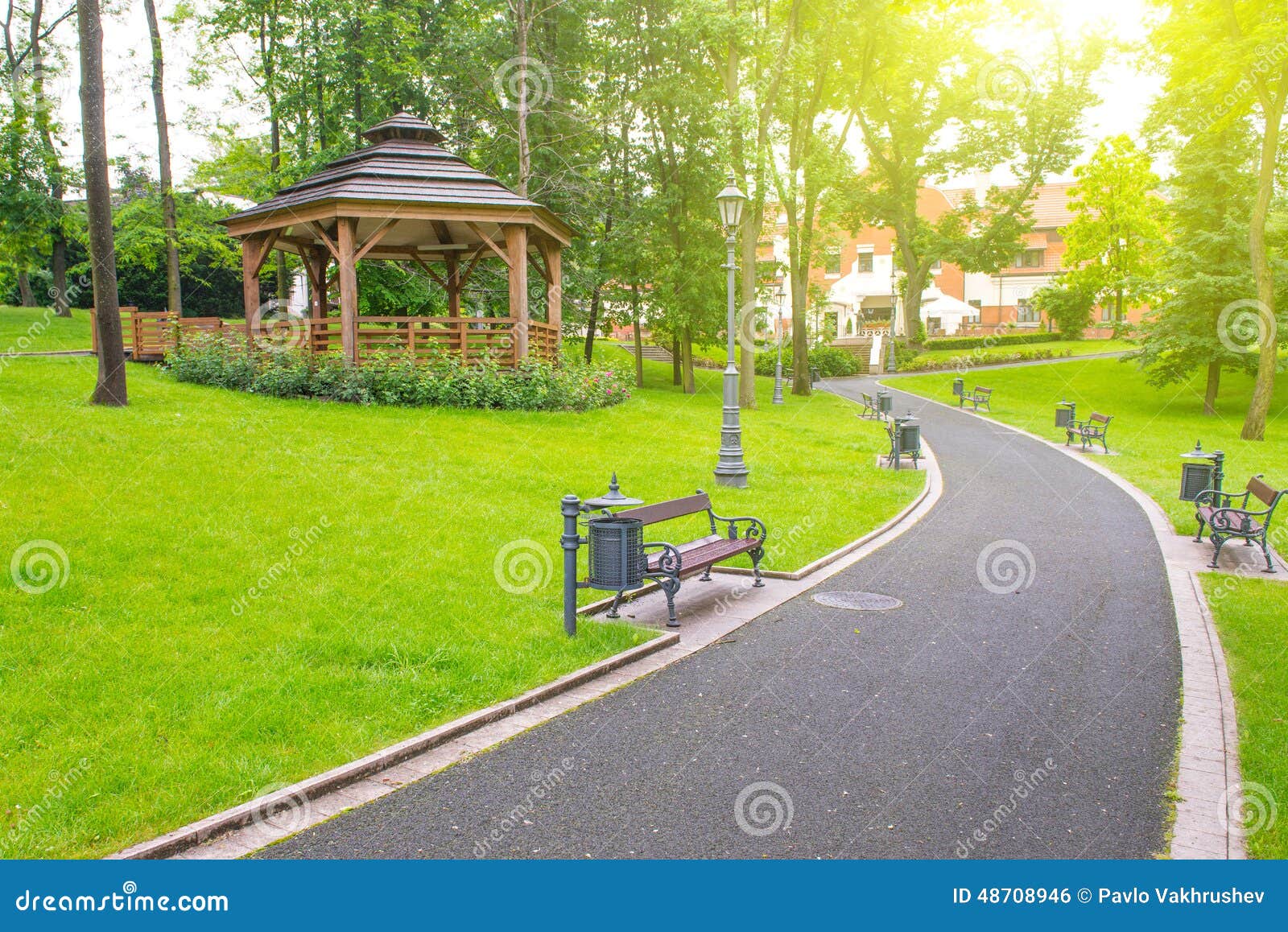Road in the park stock photo. Image of background, country - 48708946