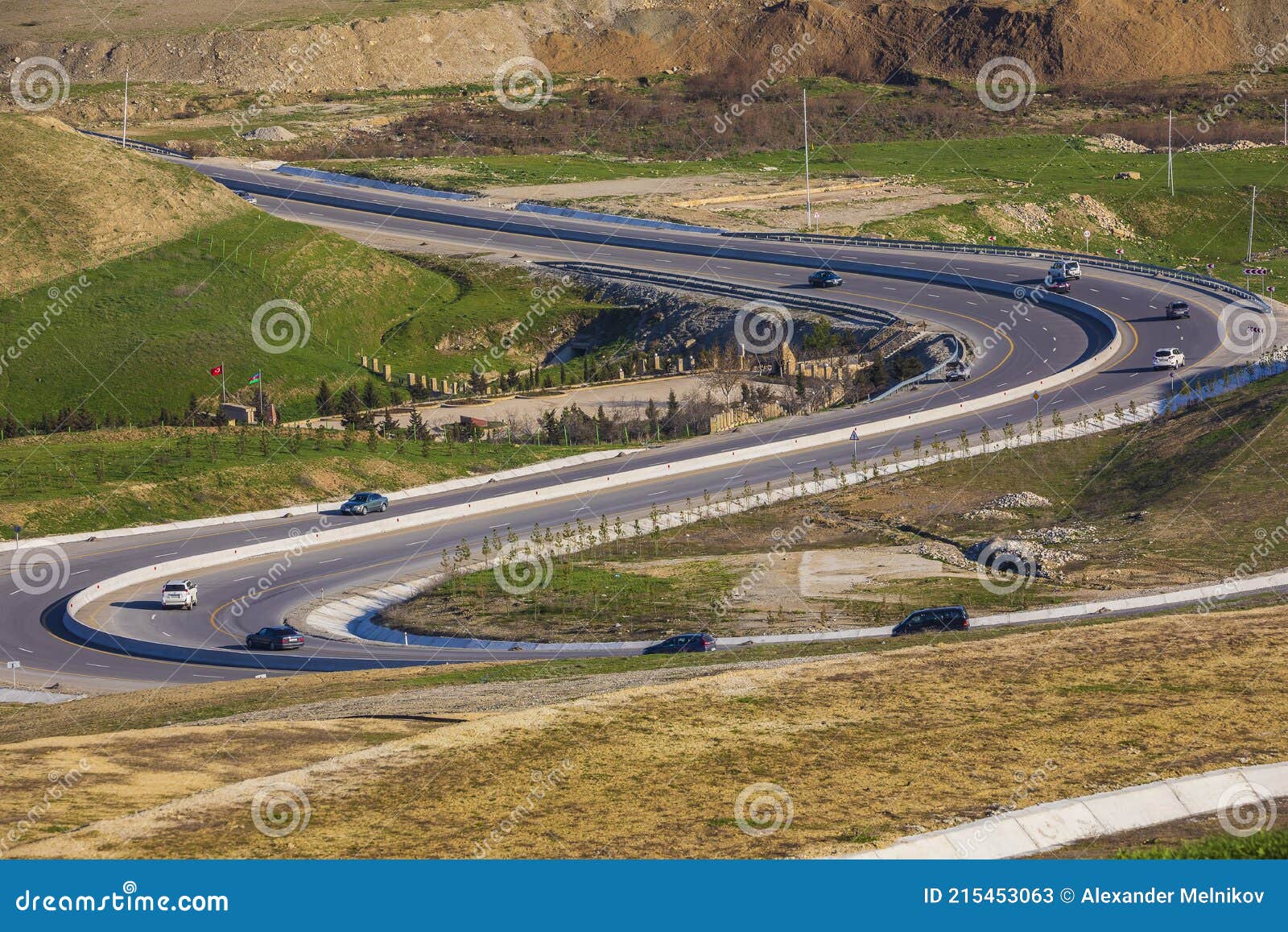 The Road through the Pass in the Mountains Stock Image - Image of grass ...