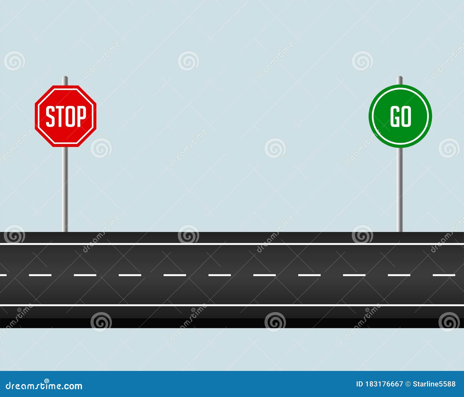 Road Pathway with Stop and Go Sign Stock Vector - Illustration of motor ...