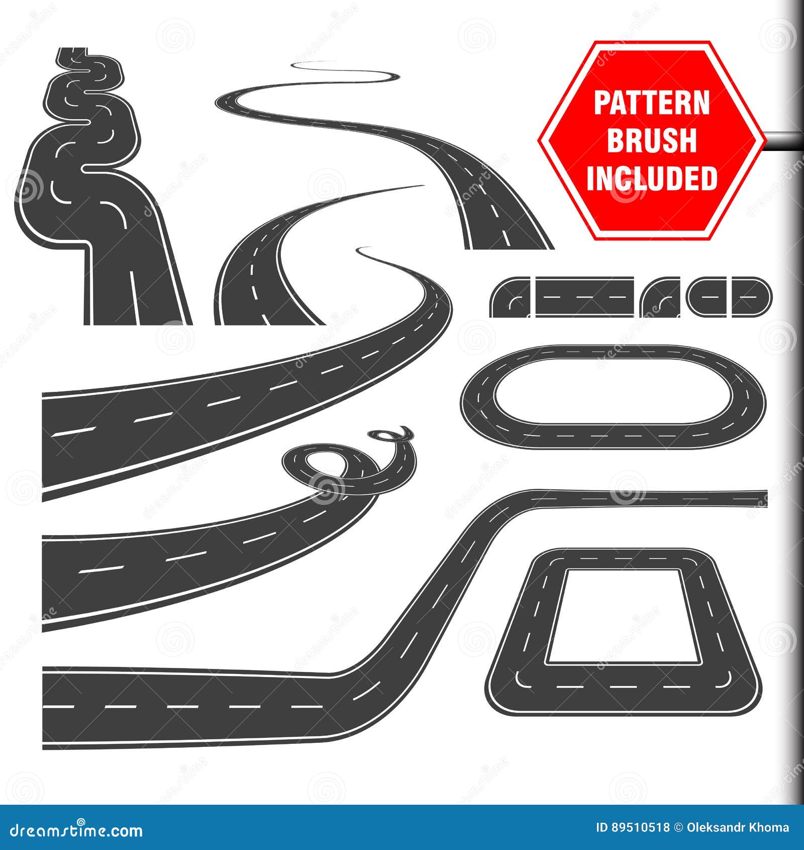 Road Pattern Brush and Ready for Use Elements. Stock Vector ...
