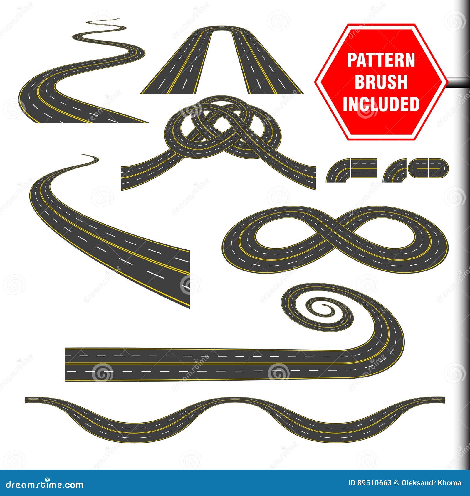 Road Pattern Brush and Ready for Use Elements. Stock Vector ...