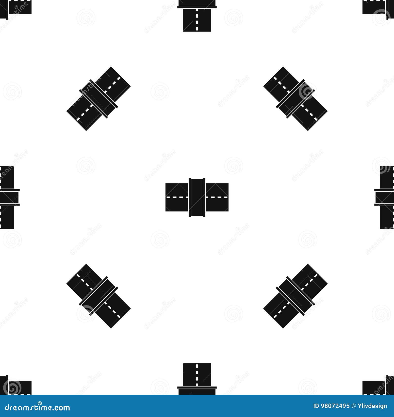 Road Pattern Seamless Black Stock Vector - Illustration of crossroad ...