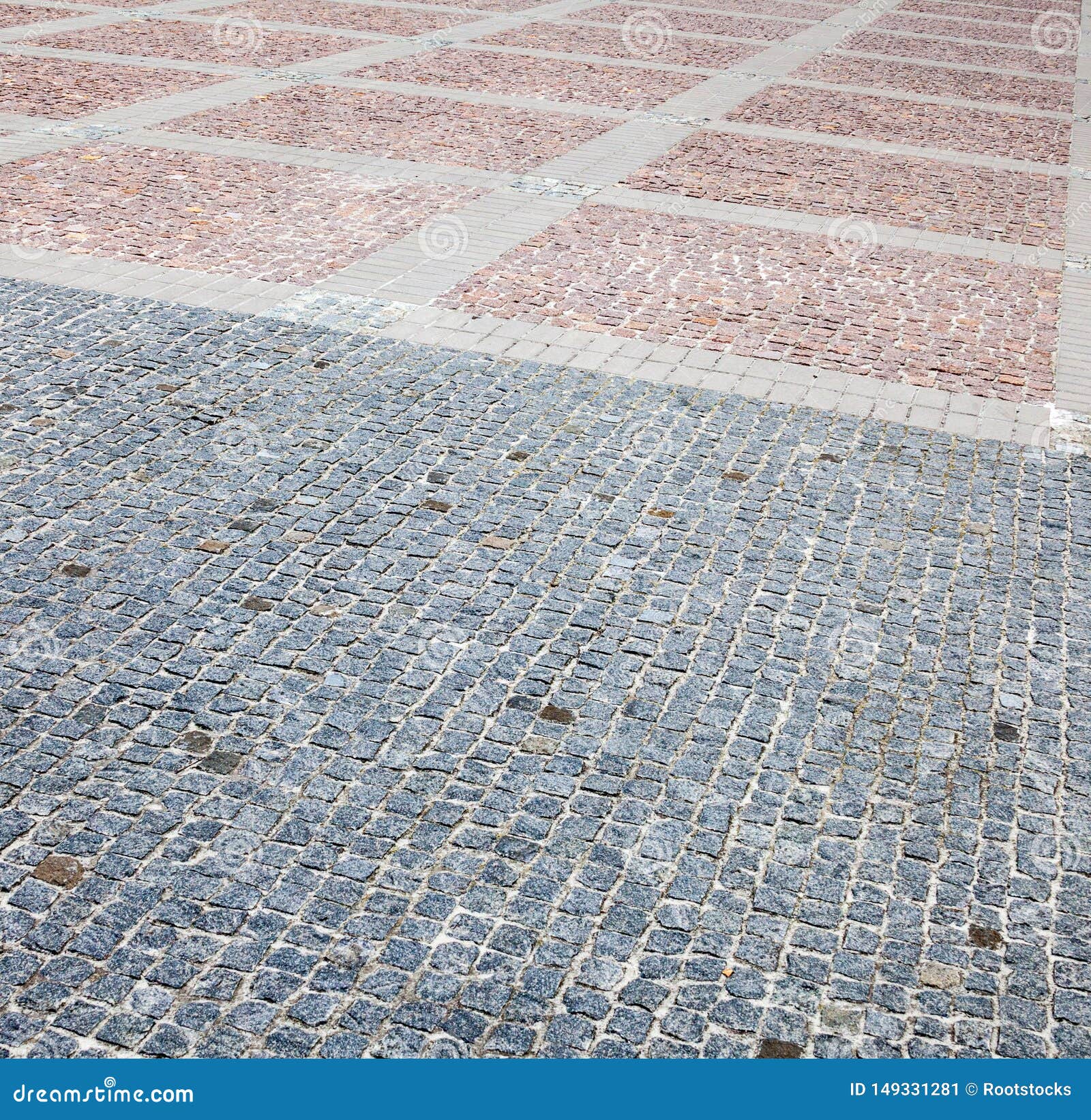 Road Paved with Gray and Pink Setts Stock Image - Image of concrete ...