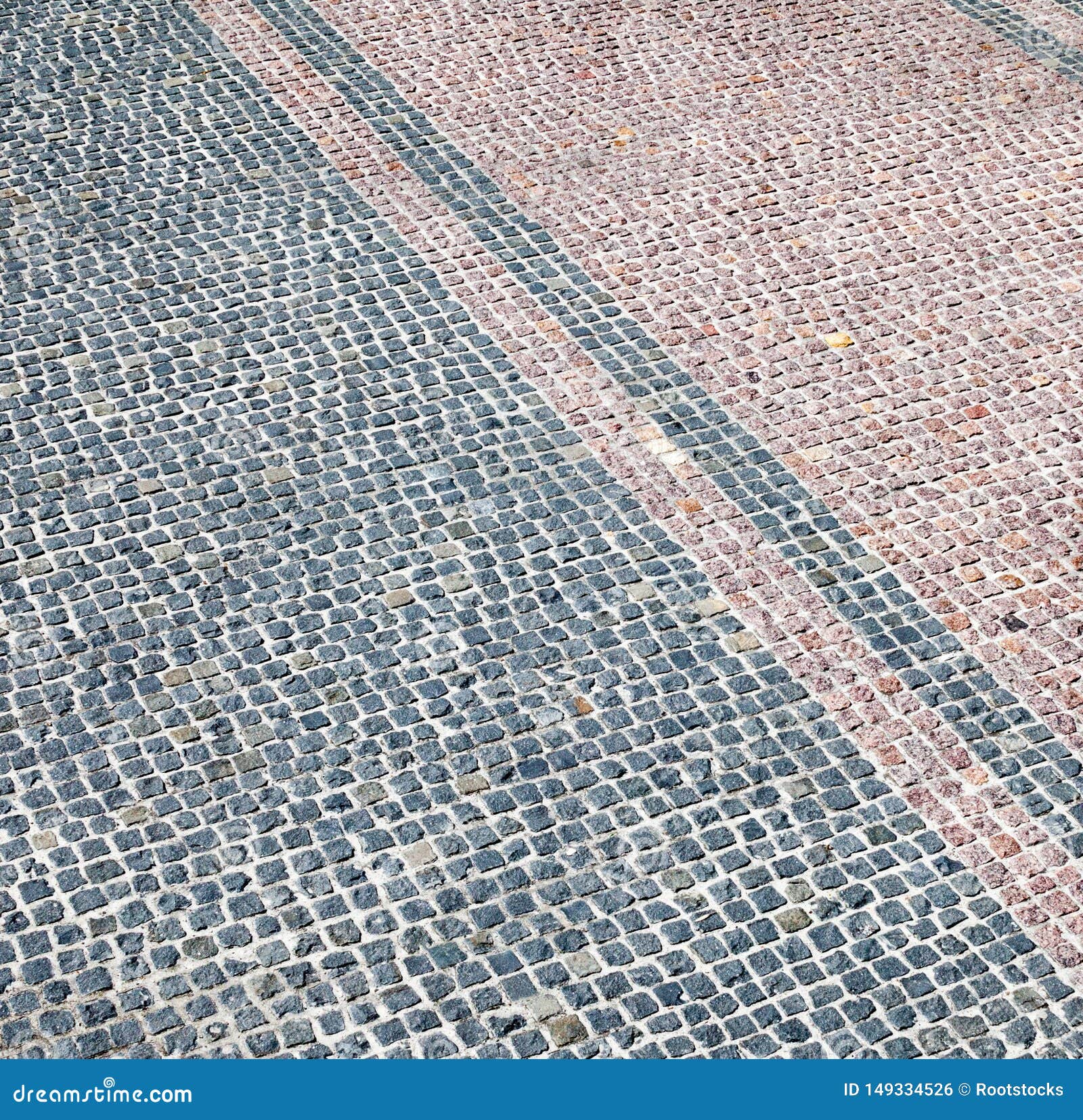 Road Paved with Gray and Pink Setts Stock Photo - Image of briquette ...