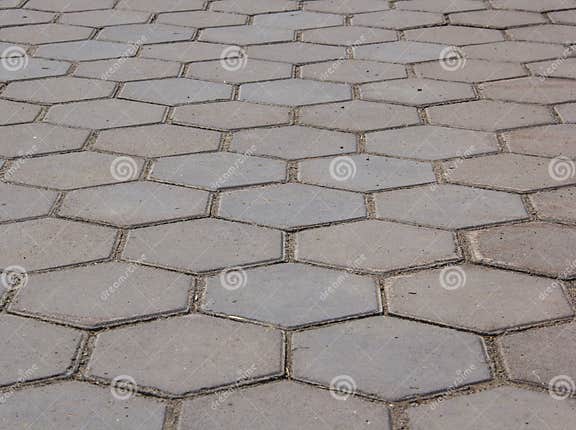 The Road is Paved with Hexagonal Paving Tiles Stock Photo - Image of ...