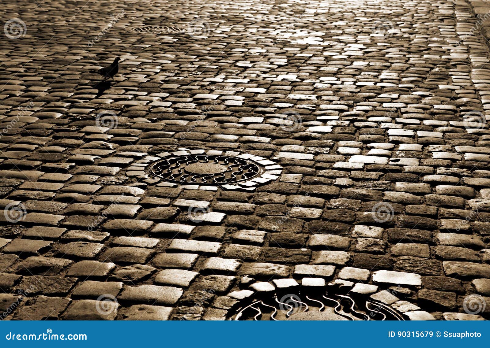 Road with Paved Stone Blocks Stock Image - Image of material, historic ...