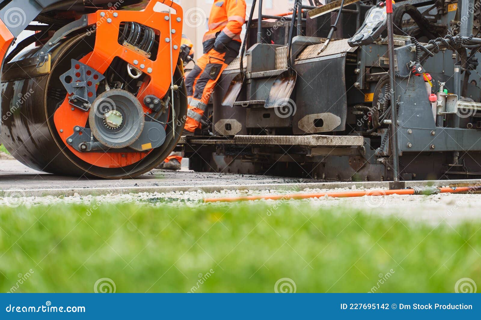 Road Paving Machine Stacking Asphalt Stock Photo - Image of building ...