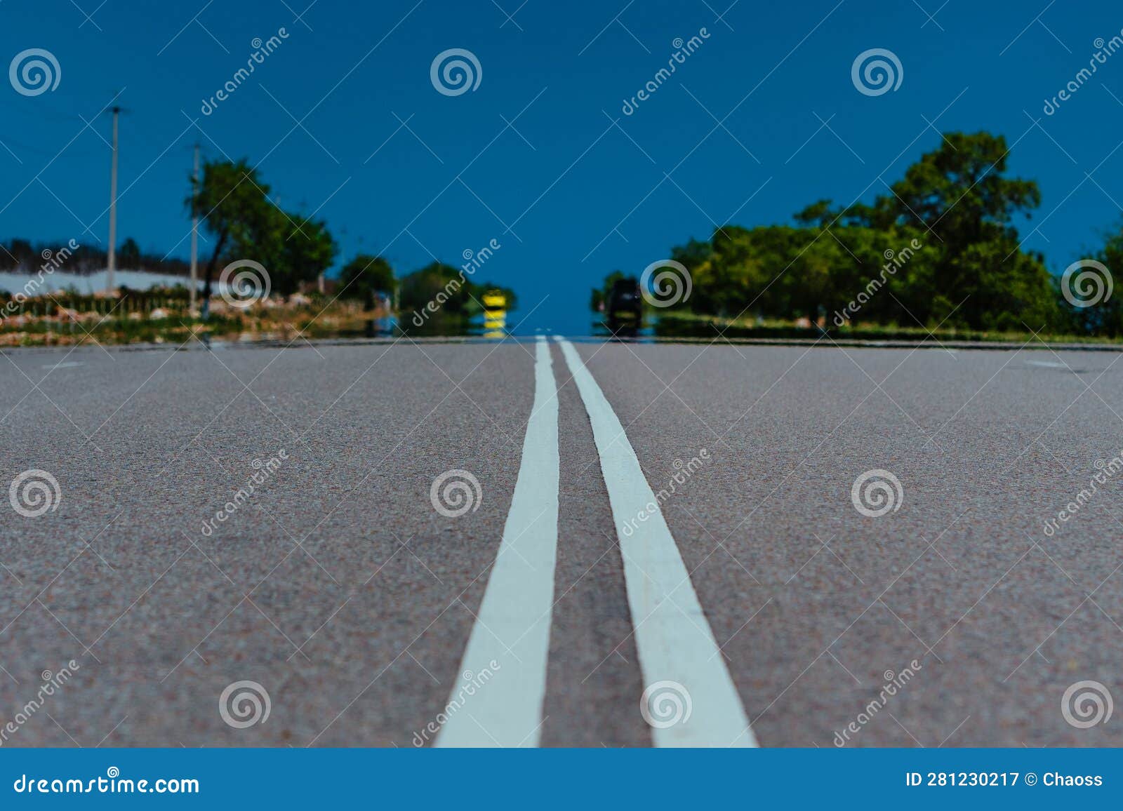 Road Perspective with Hot Air Making Reflection on the Road Stock Image ...