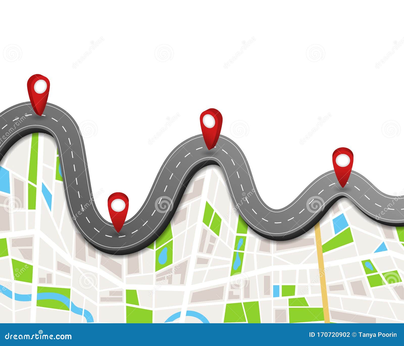Road and Pin Pointer Infographic Design on Map Background. Stock Vector ...