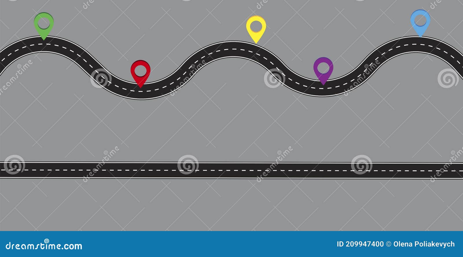 Road with Pins. Vector Design Template. Business Concept. Timeline Map ...