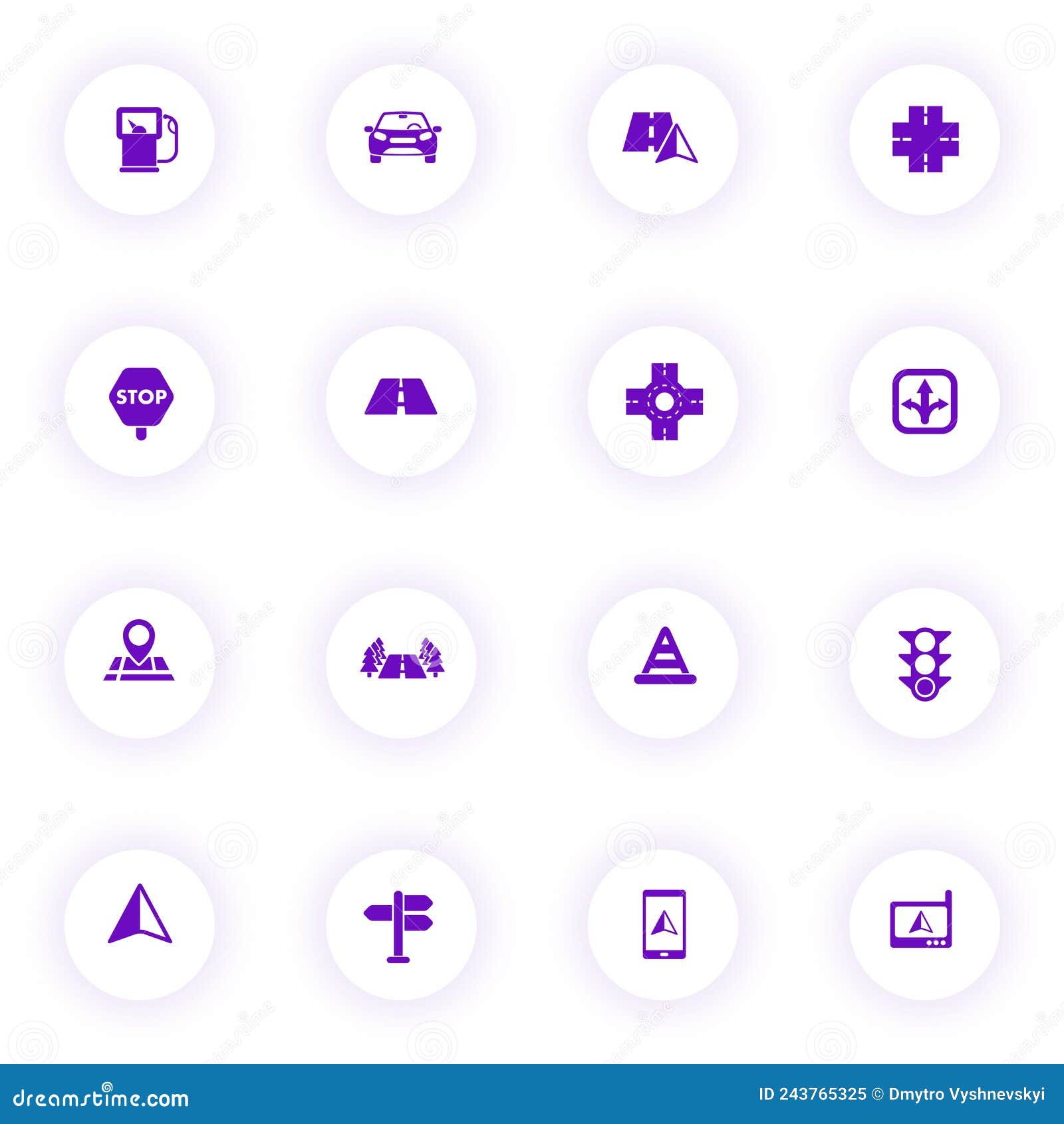 Road Purple Color Vector Icons Stock Vector - Illustration of traffic ...