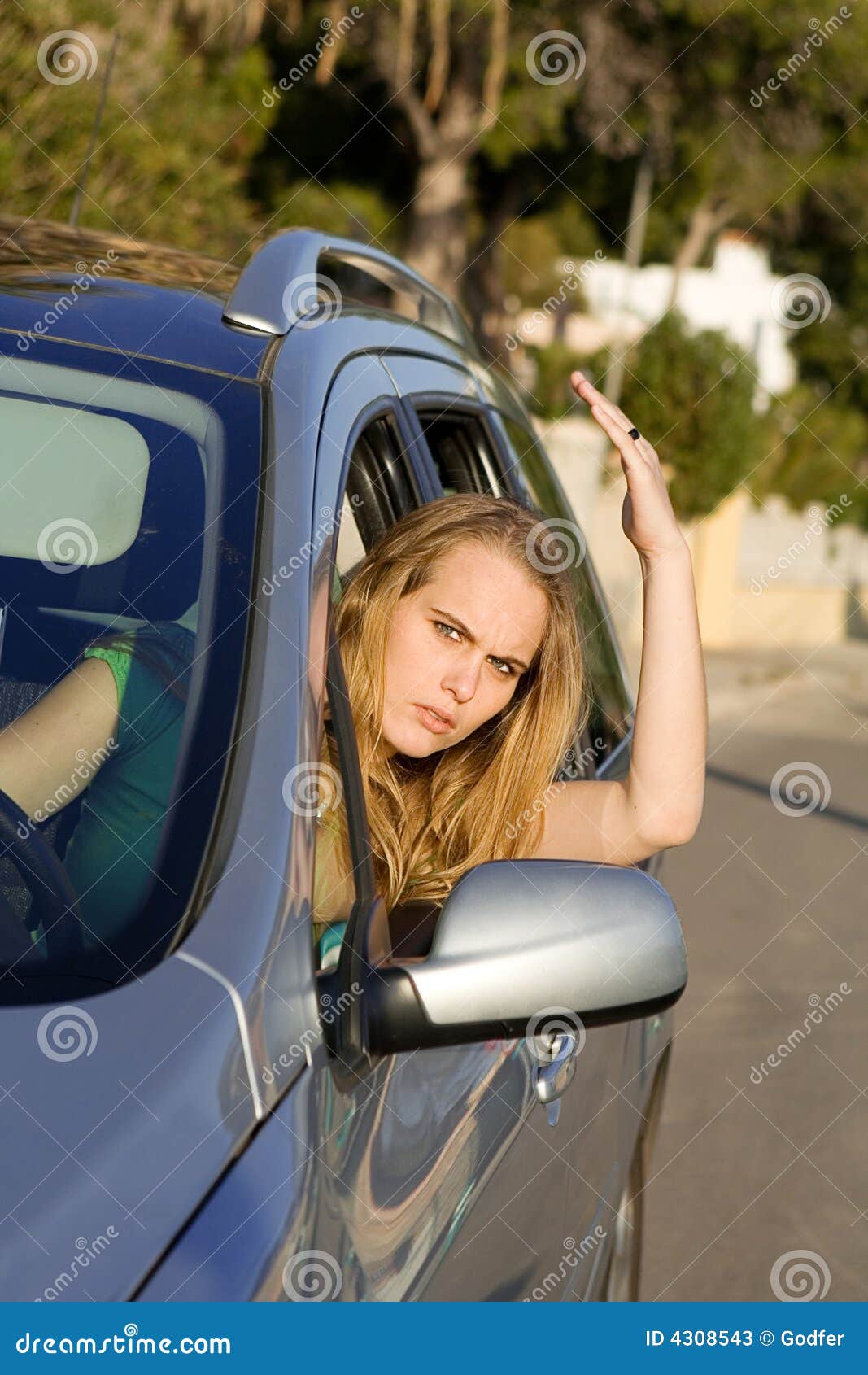 Road Rage, Angry Woman in Car Stock Image - Image of gesturing ...