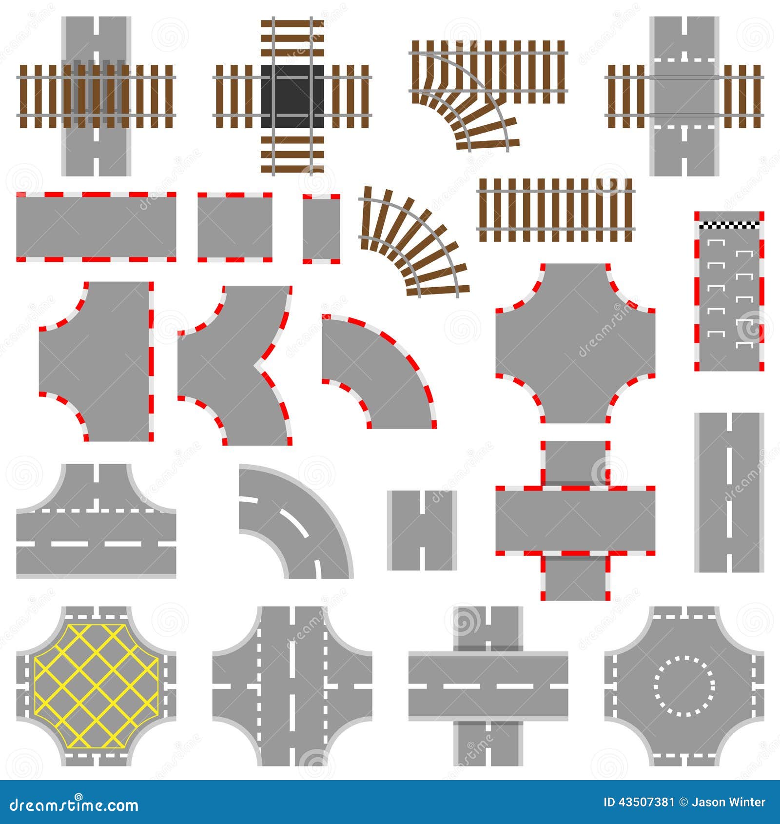 Road and Rail Elements stock vector. Illustration of racetrack - 43507381
