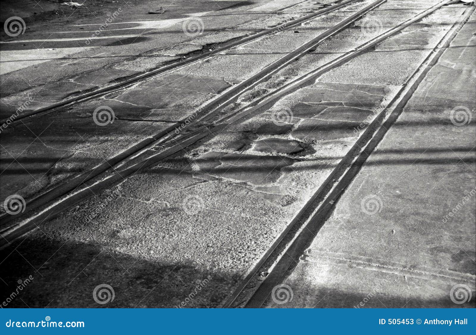 Road railtracks shadows stock image. Image of wagon, drayage - 505453