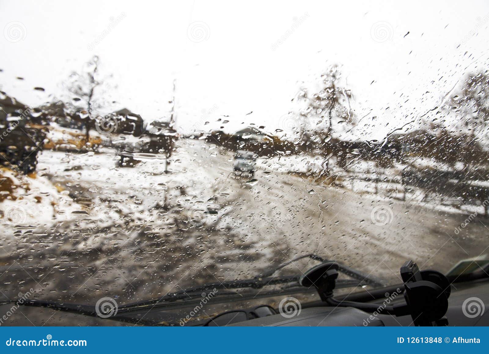 Road in Rain through Wind-screen Stock Photo - Image of drive, wind ...