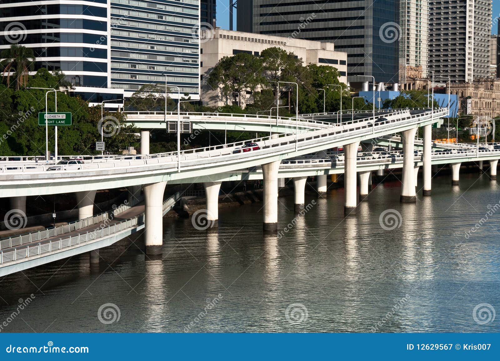 Road ramps over river stock image. Image of buildings - 12629567