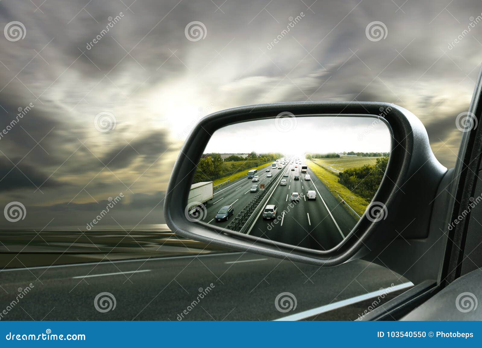 Road in rearview mirror stock photo. Image of asphalt - 103540550