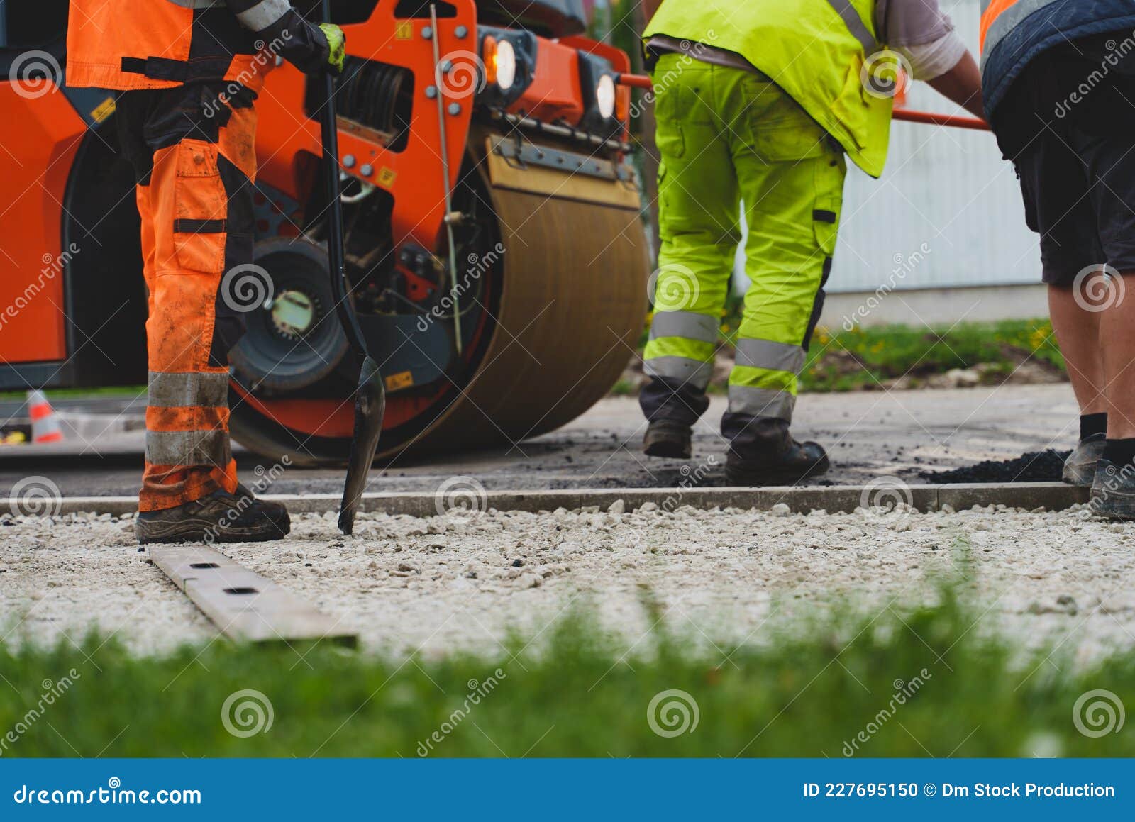 Road reconstruction. stock photo. Image of compactor - 227695150