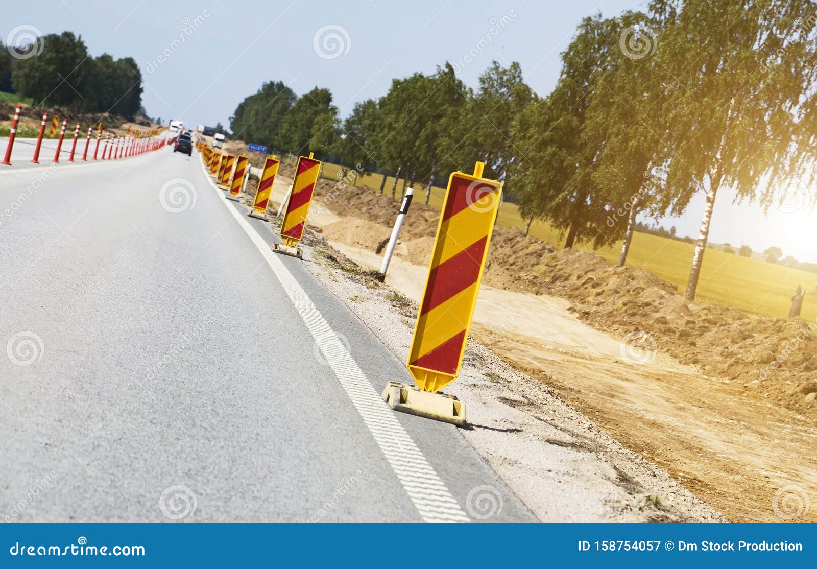 Road reconstruction stock image. Image of sign, roadside - 158754057