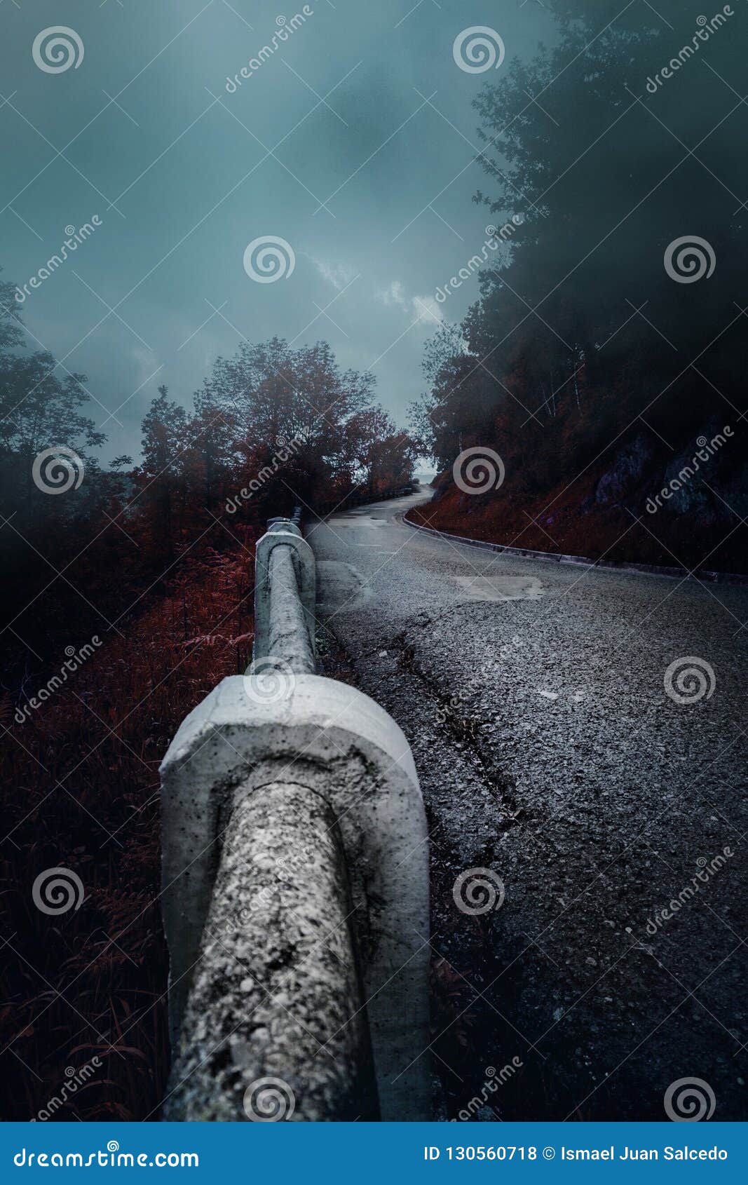 Road and Red Trees in the Mountain Stock Photo - Image of serenity ...