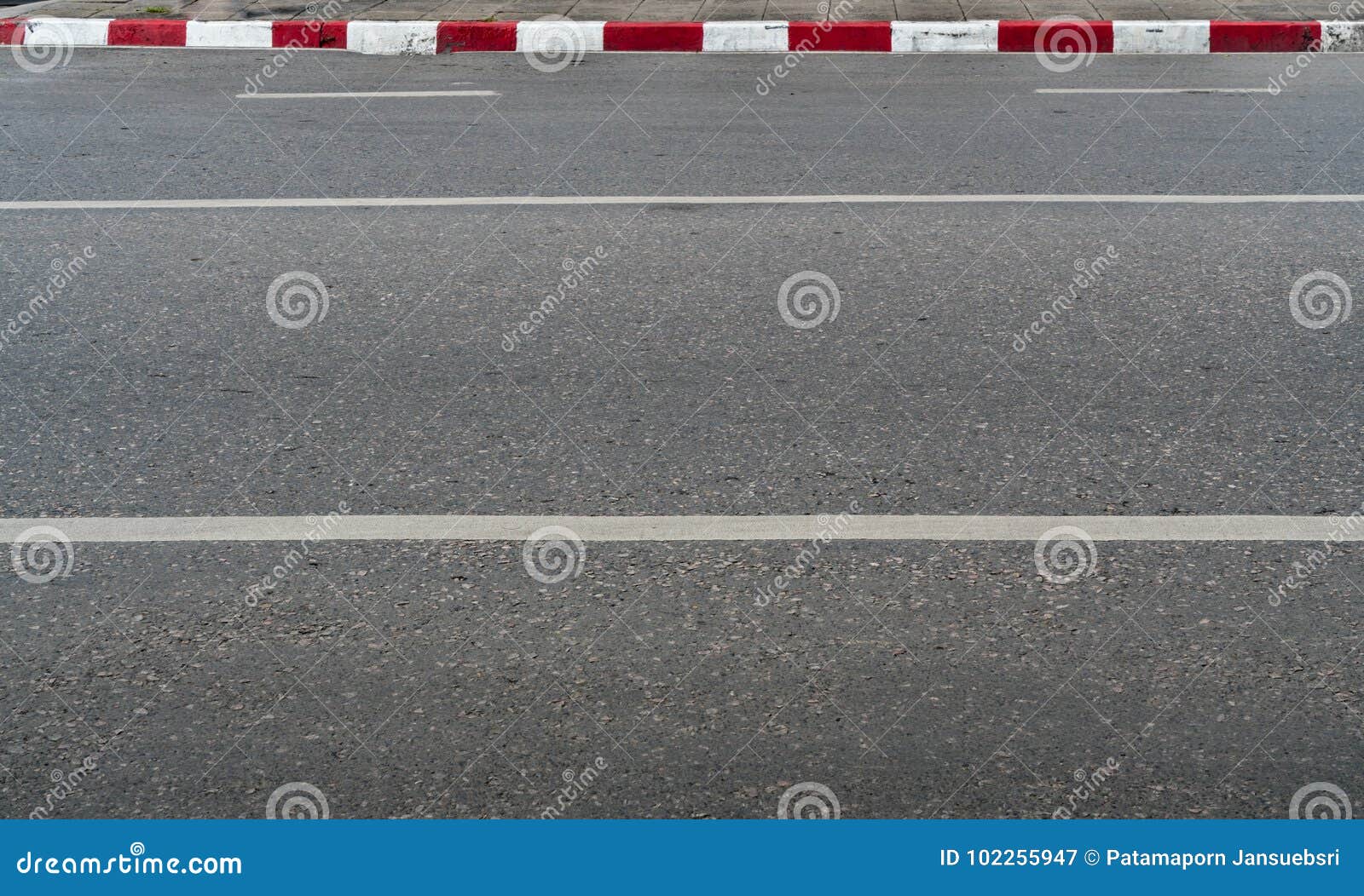 Road with Red and White Curb Stock Image - Image of pattern, street ...